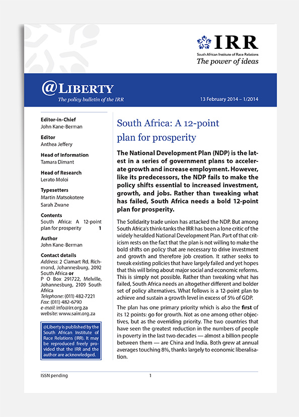 @Liberty - South Africa: A 12-point plan for prosperity — Institute of ...